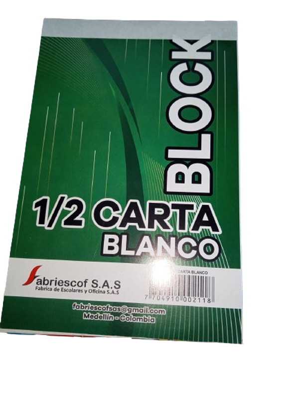 Block Blanco 1/2 Carta